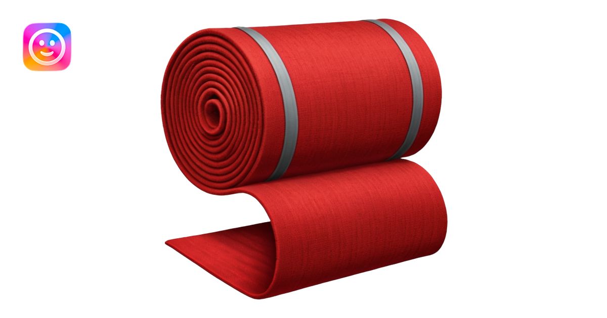 A full red rug, rolled up, once emoji | AI Emoji Generator