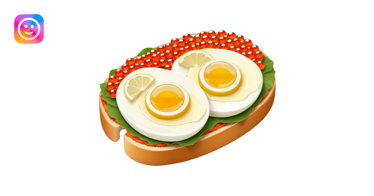 open sandwich with butter, boiled half egg, slice of lemon, red caviar ...