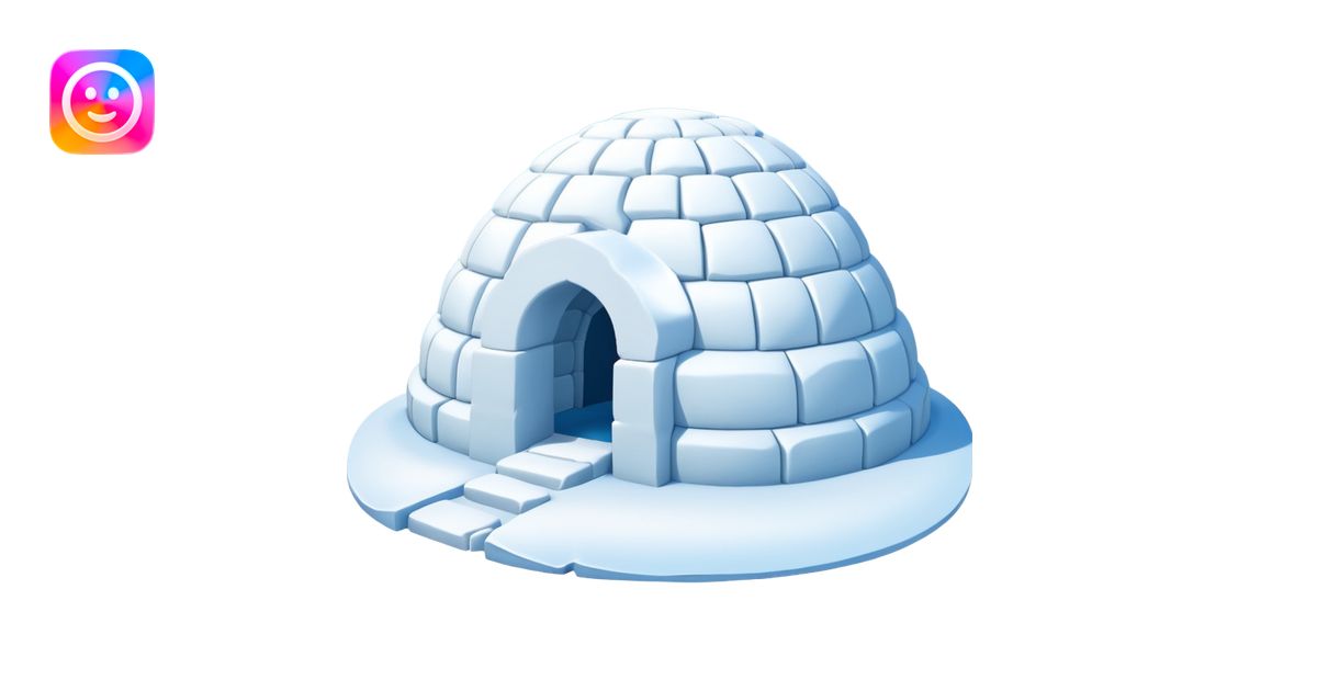 A traditional snow igloo on a vast snowy plain under a clear blue sky ...