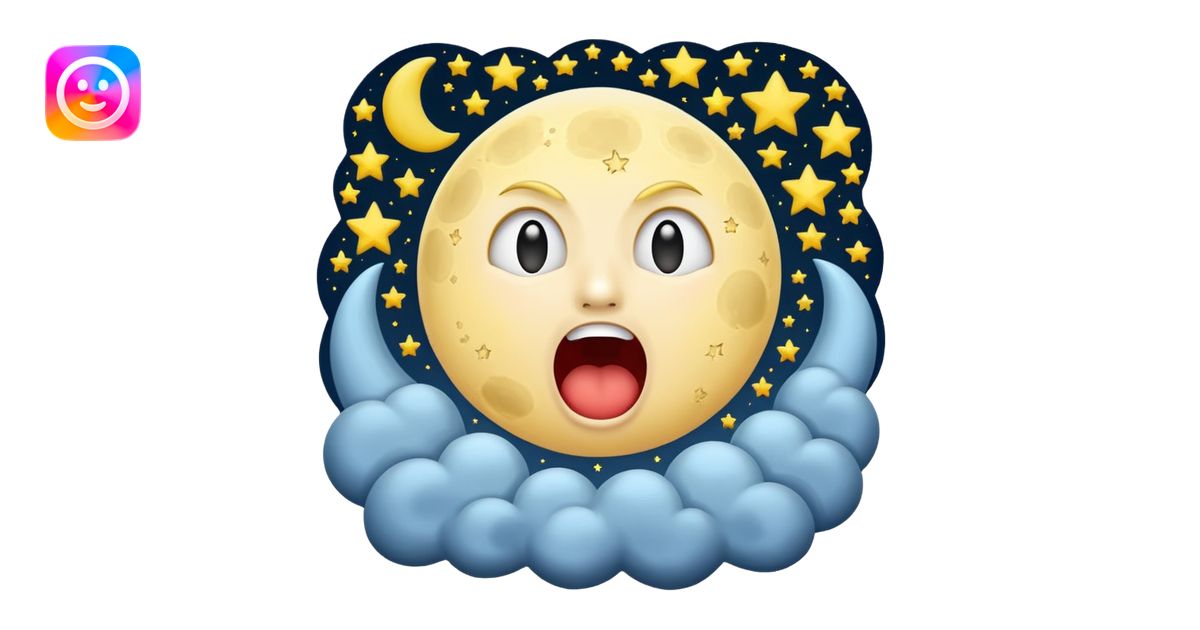 moon screaming silently while stars scatter emoji | AI Emoji Generator
