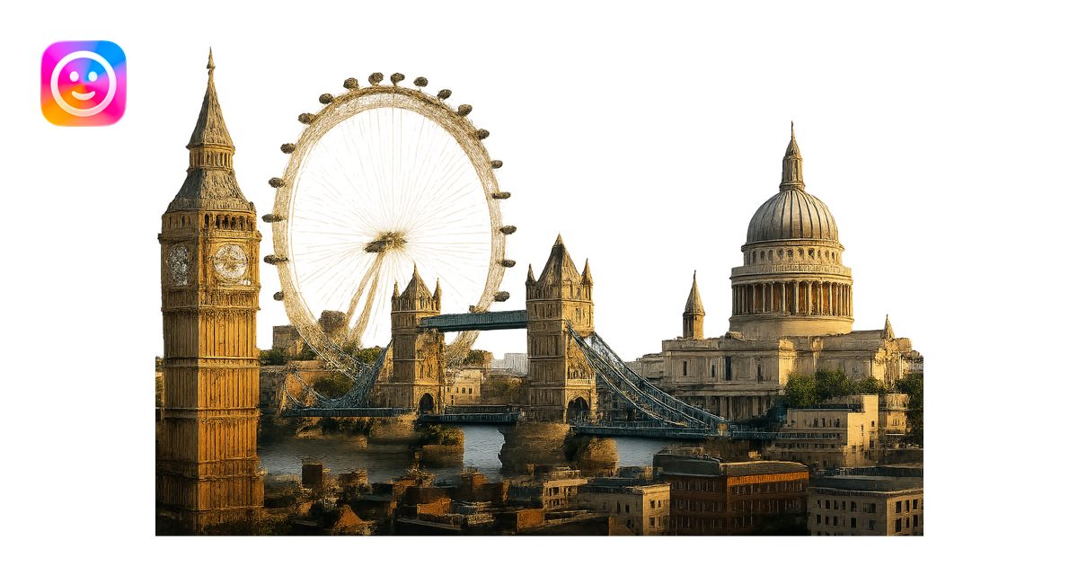 cinematic realistic emoji of London skyline featuring iconic landmarks ...