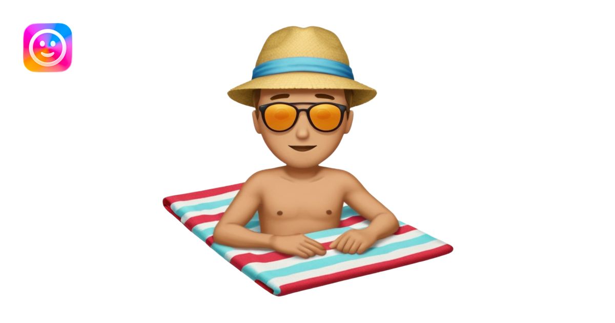Man enjoying himself lying on a towel on a beach emoji | AI Emoji Generator