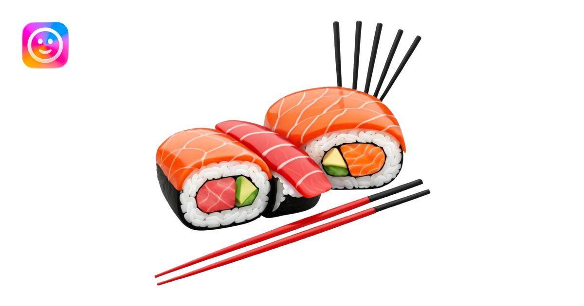 Japanese cuisine humanless avatar in minimalist emoji-style ...