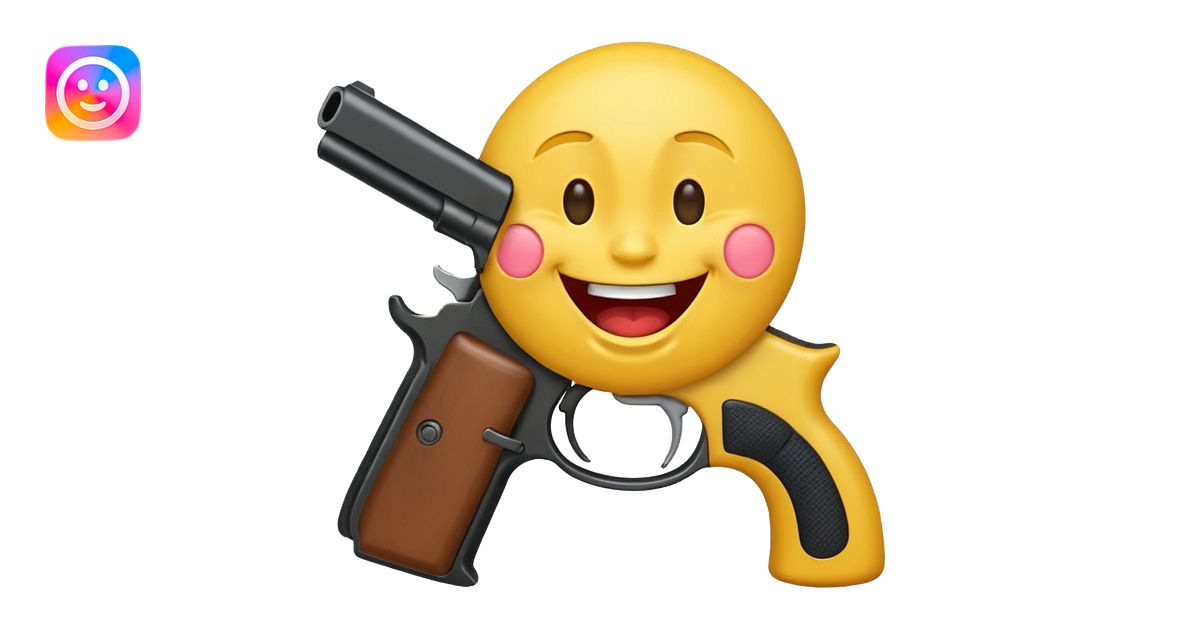 Laughing emoji with gun facing it emoji | AI Emoji Generator