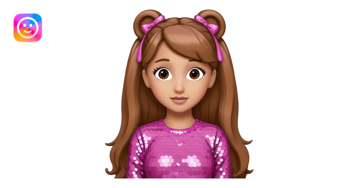 Ariana Grande with long light brown hair, pink sequin outfit emoji | AI ...