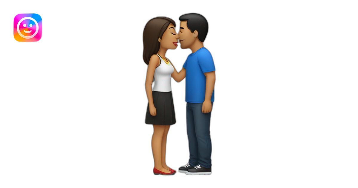short venezuelan woman kissing tall american man emoji | AI Emoji Generator