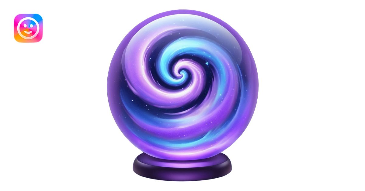 a glass sphere filled with swirling purple and blue dust, glowing, 3d ...