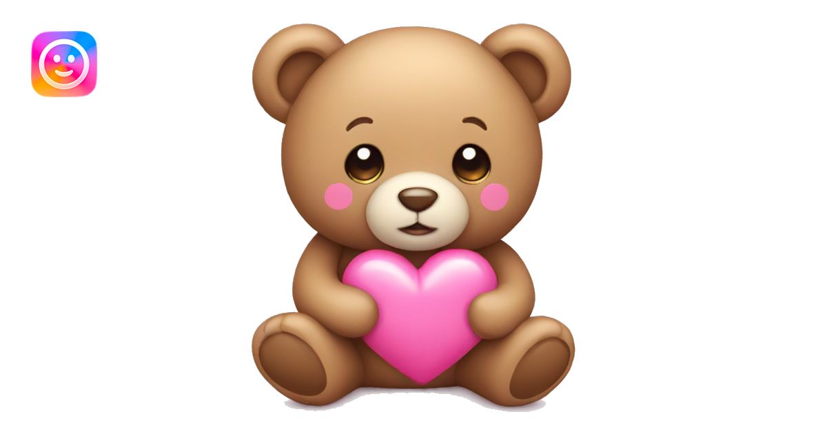 Teddy with pink forever heart emoji | AI Emoji Generator