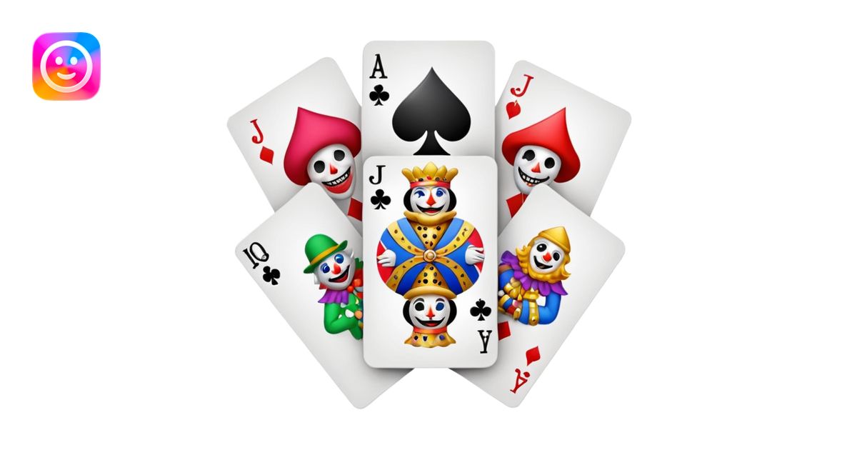 bunch of poker cards, with jolly jokers inside emoji | AI Emoji Generator