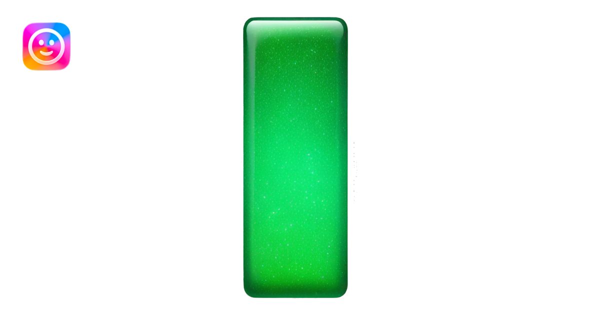 Green shimmering rectangle with LONG inscription emoji | AI Emoji Generator