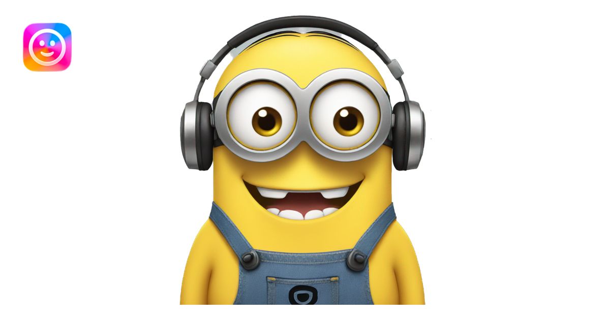 minions with headphones smiling teeth showing emoji | AI Emoji Generator
