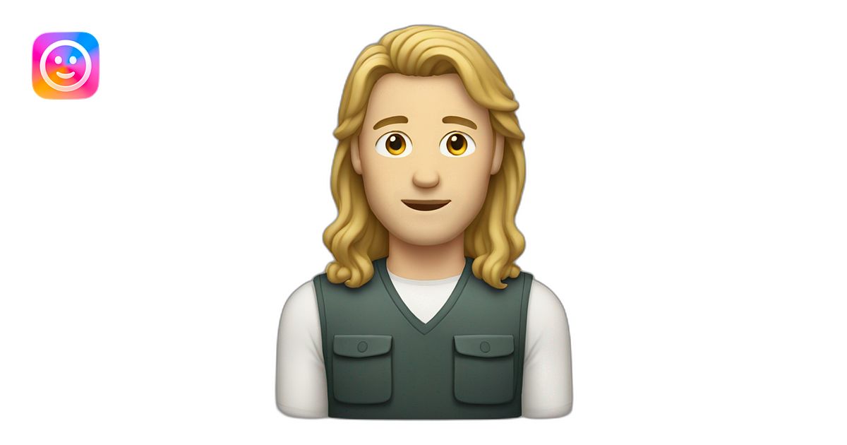White man with dark blonde mullet emoji | AI Emoji Generator
