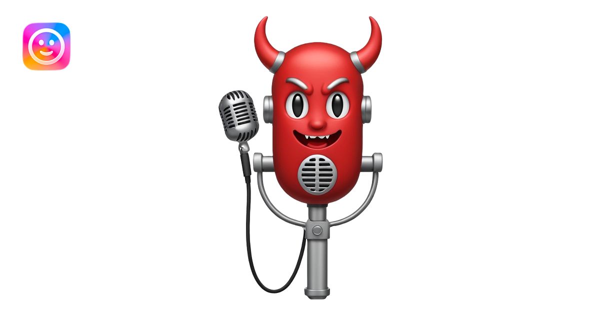 Minimalist emoji-style sticker of a classic retro microphone with small ...