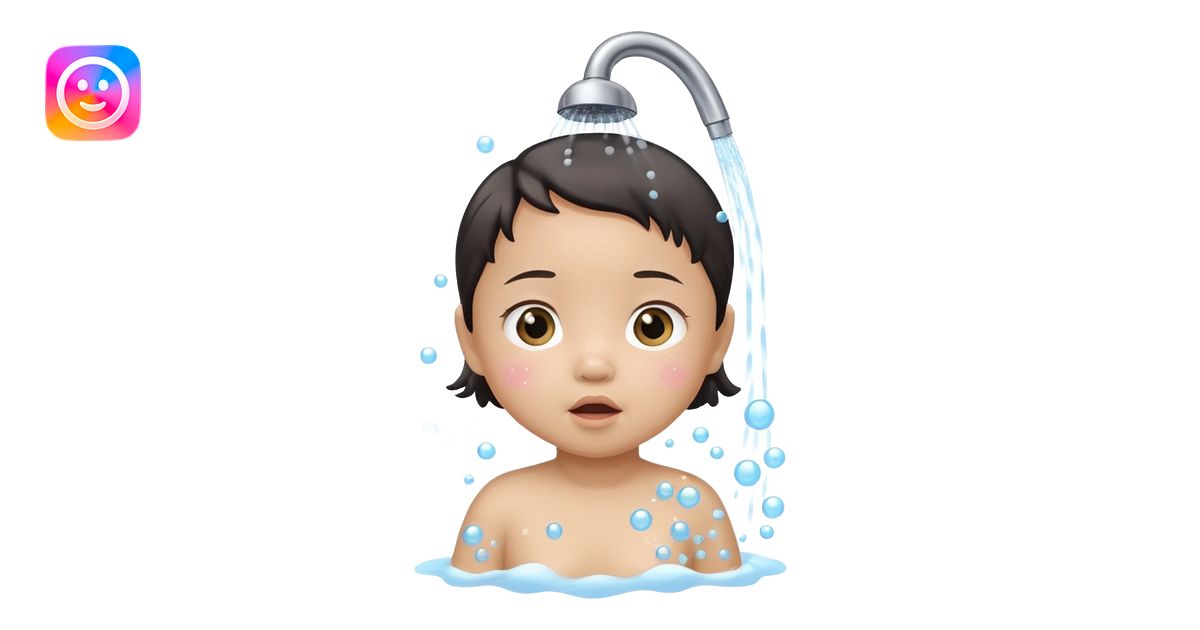 asian baby girl taking a shower emoji | AI Emoji Generator