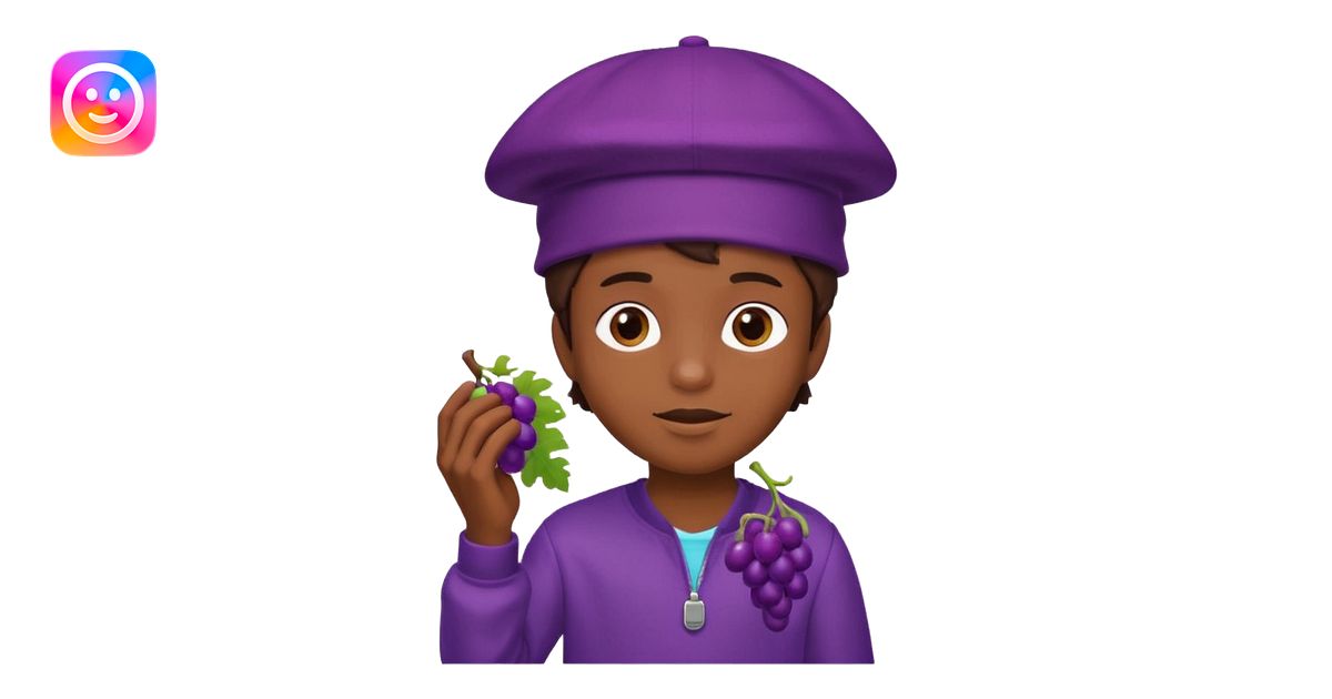 Kids in Fruit Clothes A boy in a grape Hat emoji | AI Emoji Gener