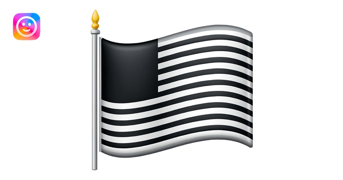 A simple flag with three black horizontal lines and three white ...