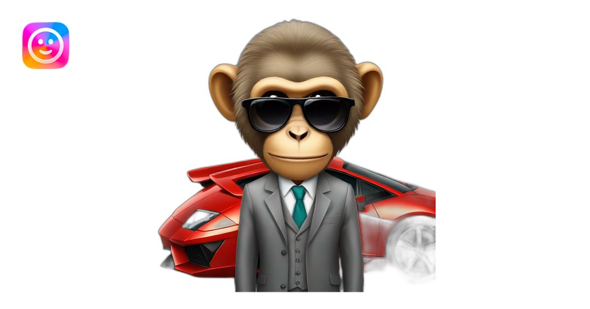monkey professor with sunglasses in front of a lambo emoji | AI Emoji ...