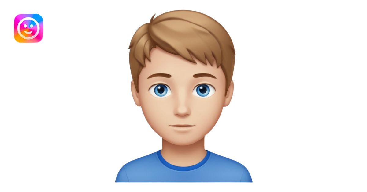 niño guapo adolescente de ojos azules emoji | AI Emoji Generator
