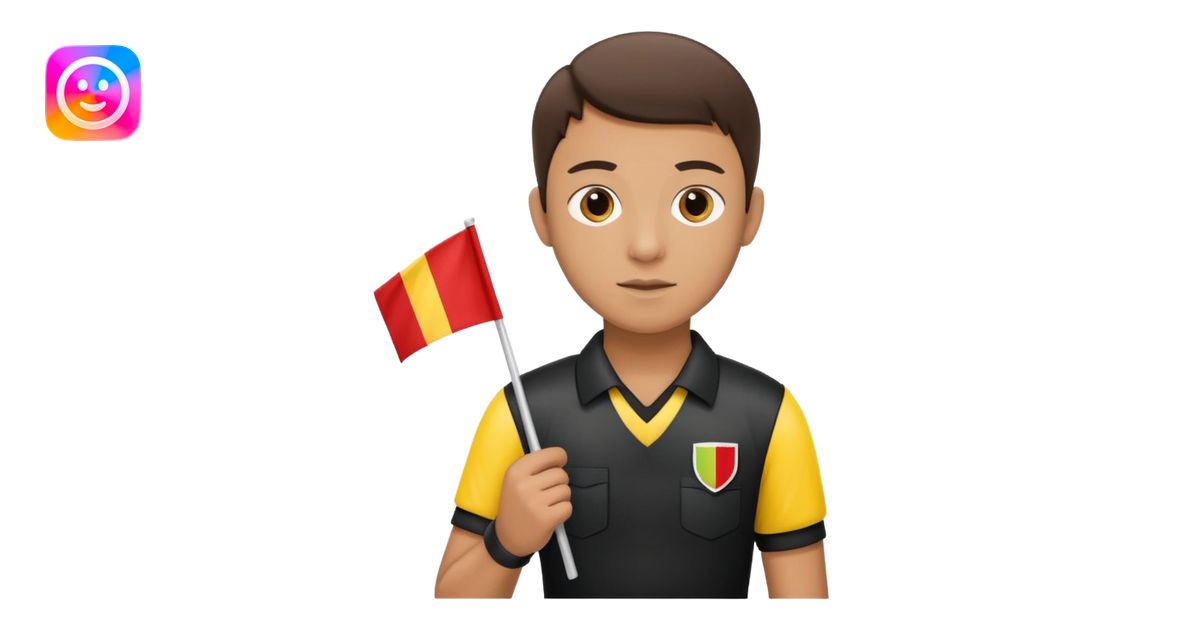 A young referee holding a flag, focused on the match. emoji | AI Emoji ...
