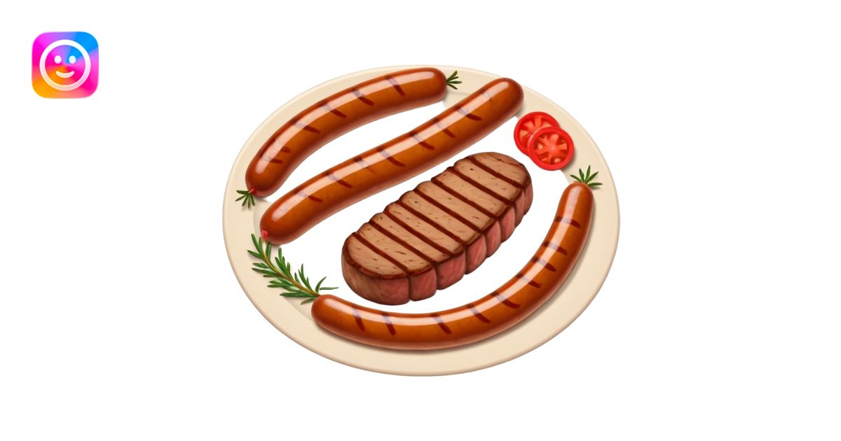 Meat dishes avatar in clean emoji-style illustration. Steak, roasted ...