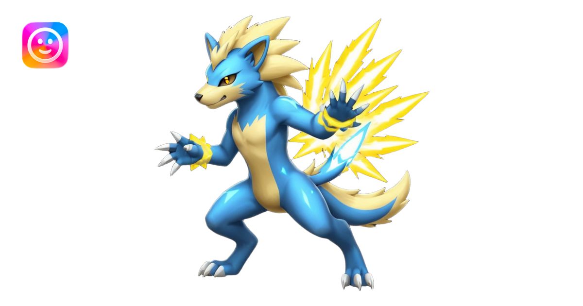 Luxray-Zeraora-Manectric-fusion (full body) emoji | AI Emoji Generator