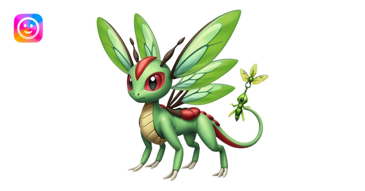 Meloetta-Beedrill-Flygon-Scyther-Celebi-fusion emoji | AI Emoji Generator