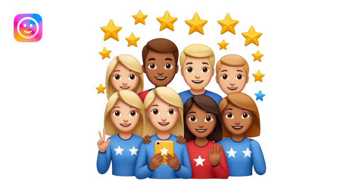 Make me an emoji for an app. The emoji is to highlight "social", "Real ...