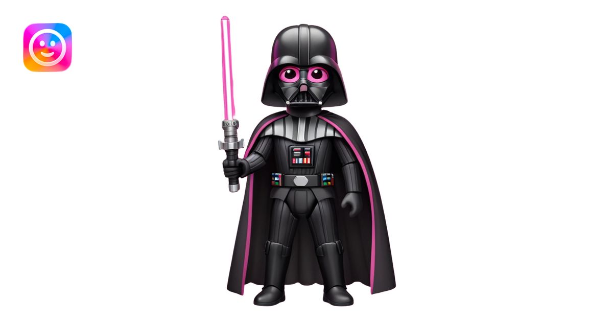 Darth Vader in pink with a lightsaber emoji | AI Emoji Generator