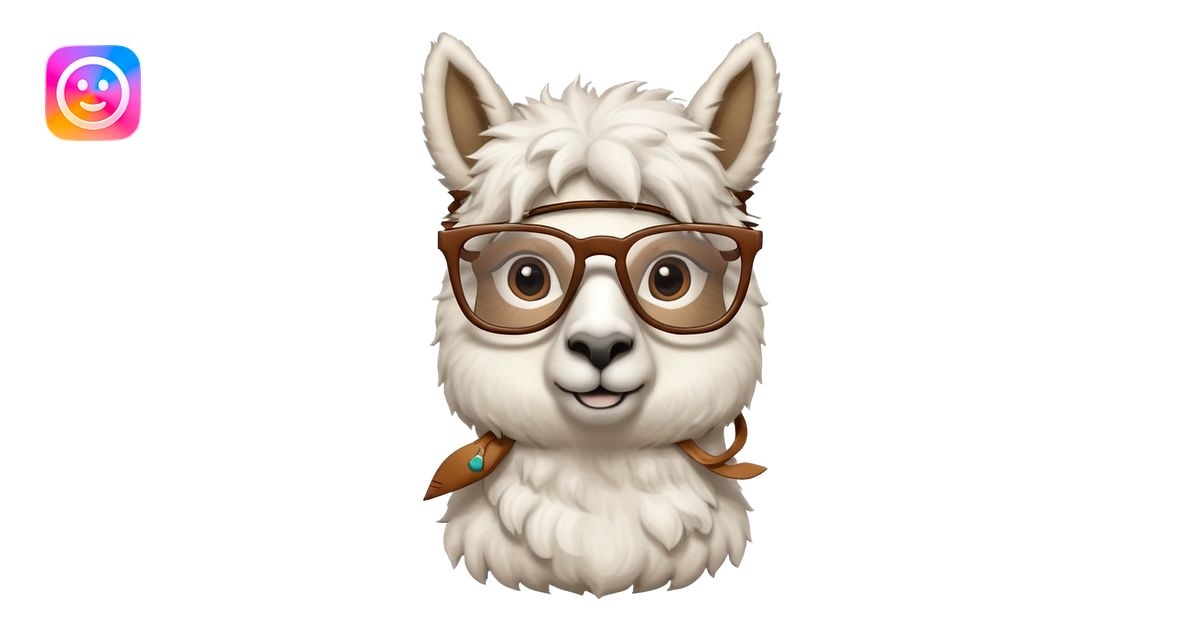 White Llama with prescription glasses emoji | AI Emoji Generator