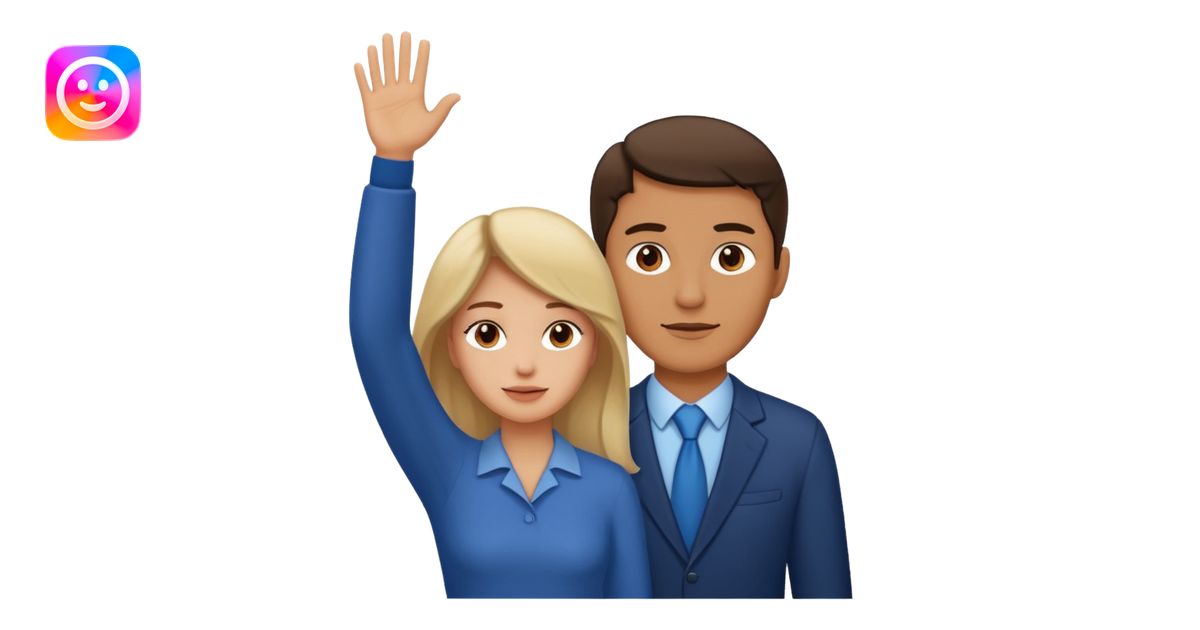 Man behind a bent over woman with his hand up emoji | AI Emoji Generator