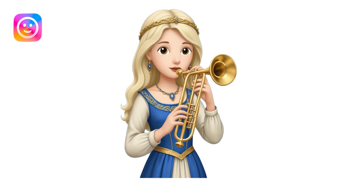 medieval female poet with a trumpet emoji | AI Emoji Generator