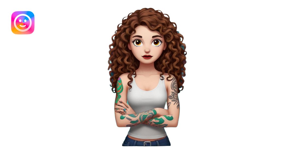 full body view of a woman with long curly brown hair, brown eyes, white ...