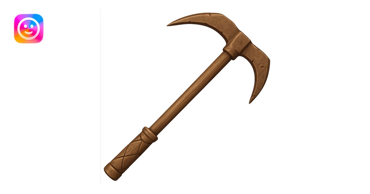 Transform this steel pickaxe into a bronze pickaxe, worn and used, with ...