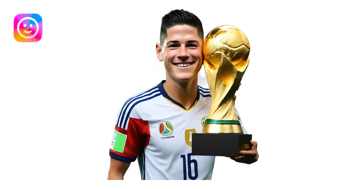 James Rodriguez with the fifa world cup trophee emoji | AI Emoji Generator