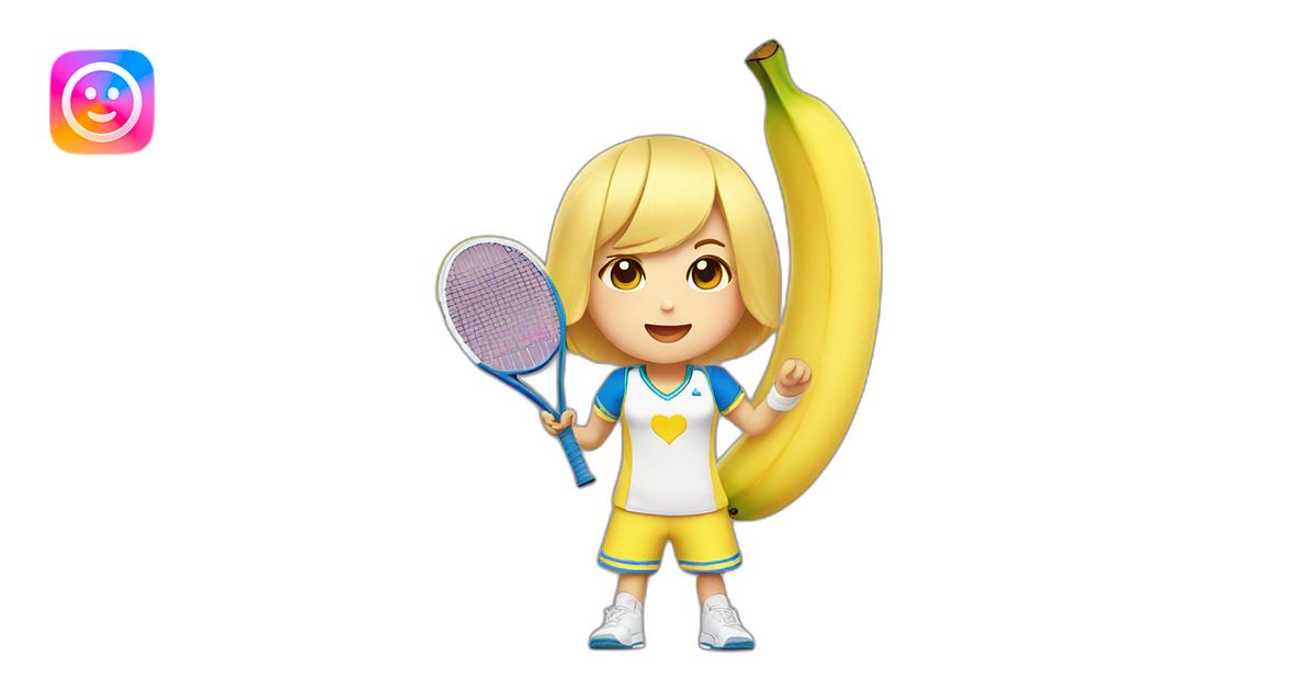 kawaii cute banana in tennis uniform emoji | AI Emoji Generator