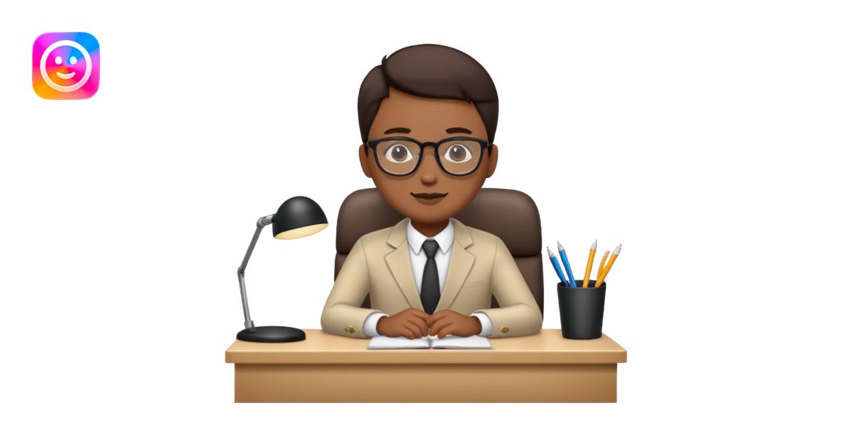 one employee sitting in front of the desk emoji | AI Emoji Generator