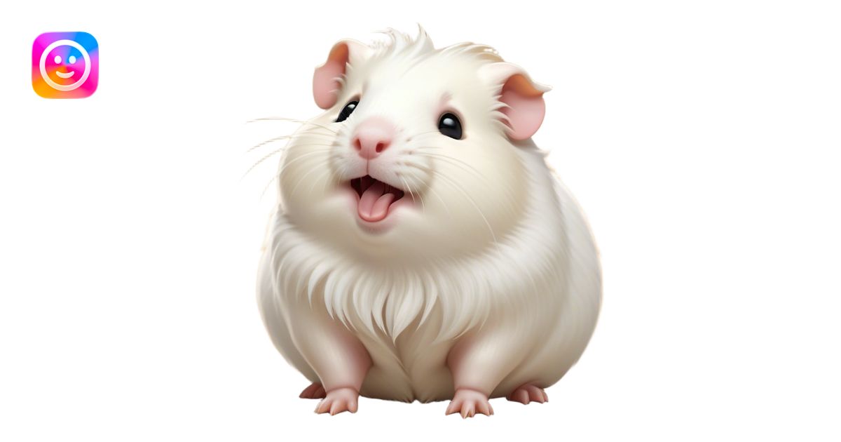 Cinematic Cute Yawning White Guinea Pig Portrait Emoji, Head tilted ...