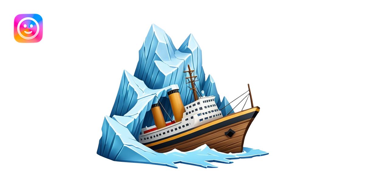 A ship crashing into an iceberg emoji | AI Emoji Generator