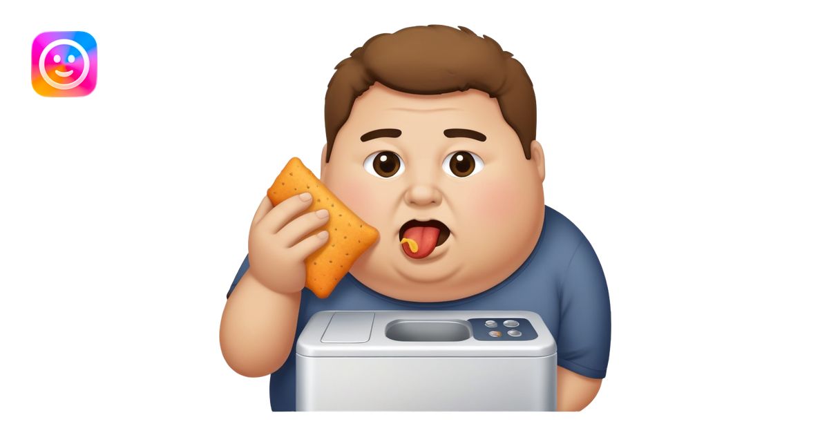 Fat person eating dryer lint emoji | AI Emoji Generator