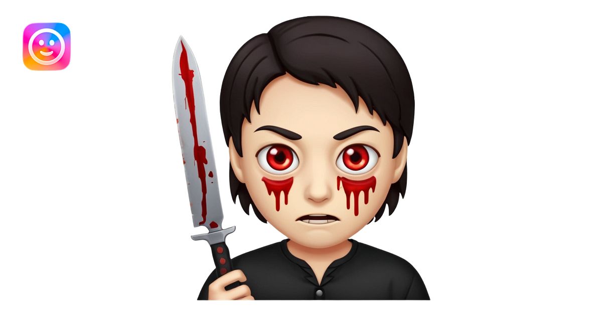 RED EYES, EVIL EMOJI, KILLER EYES, DARK HAIR, BLOODY EYES, 1 KNIFE IS ...