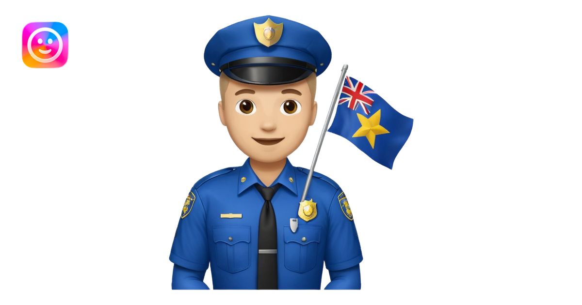 A male cop holding a Kansas flag emoji | AI Emoji Generator