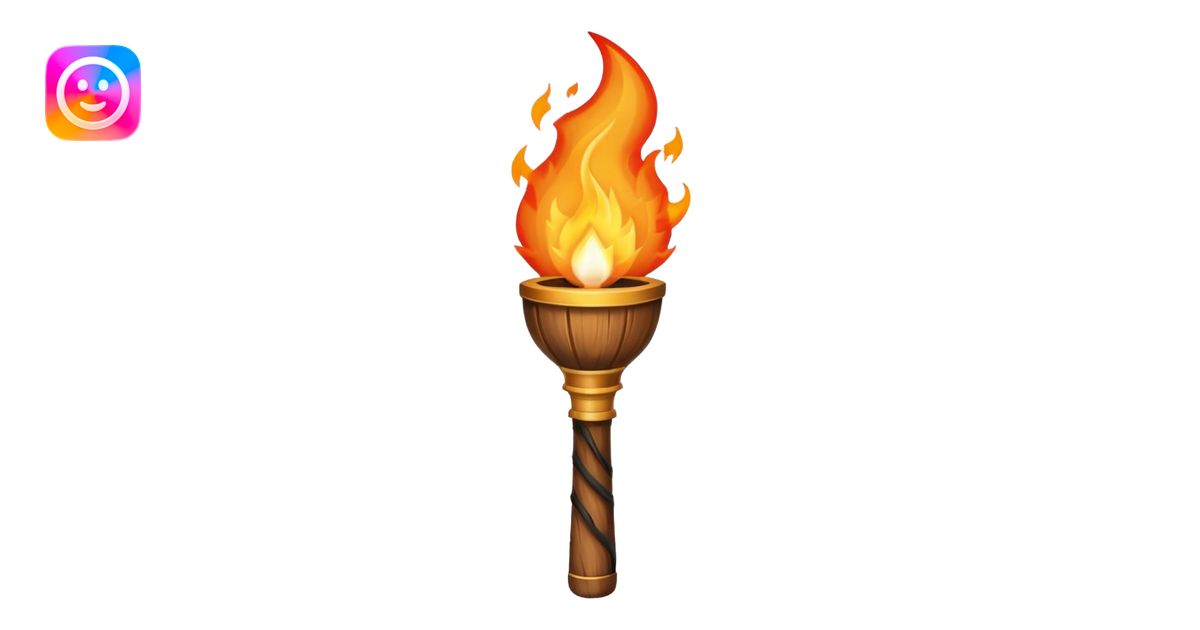 A flaming torch with a wooden handle, like an adventure movie torch ...