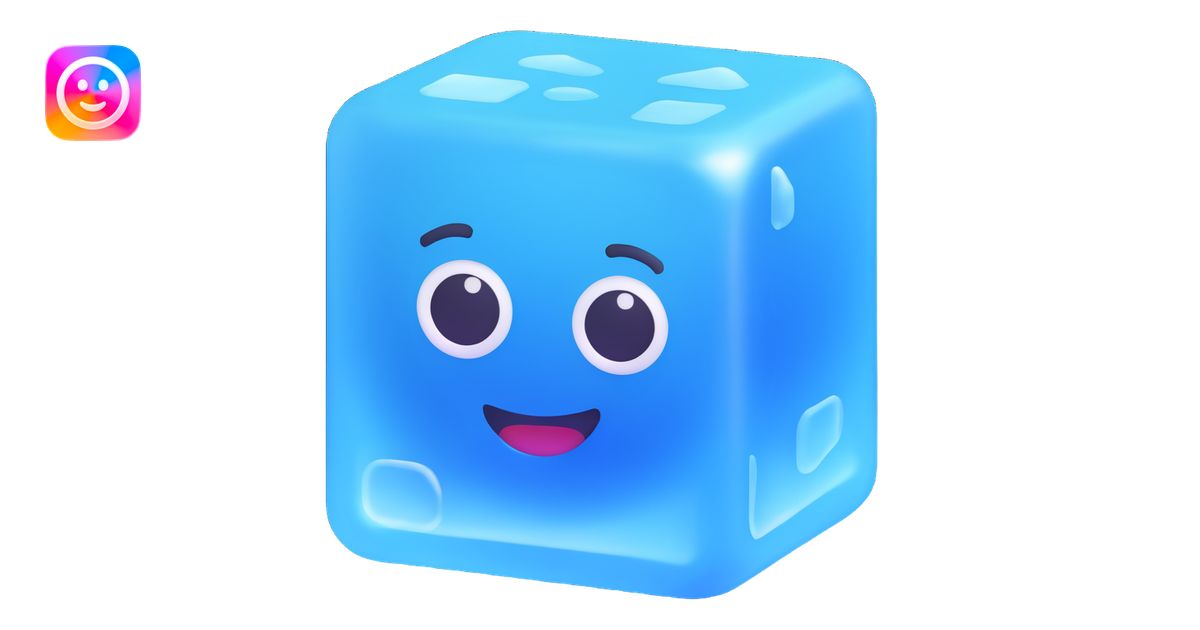 ice cube emoji with blue hues conveying coldness emoji | AI Emoji Generator