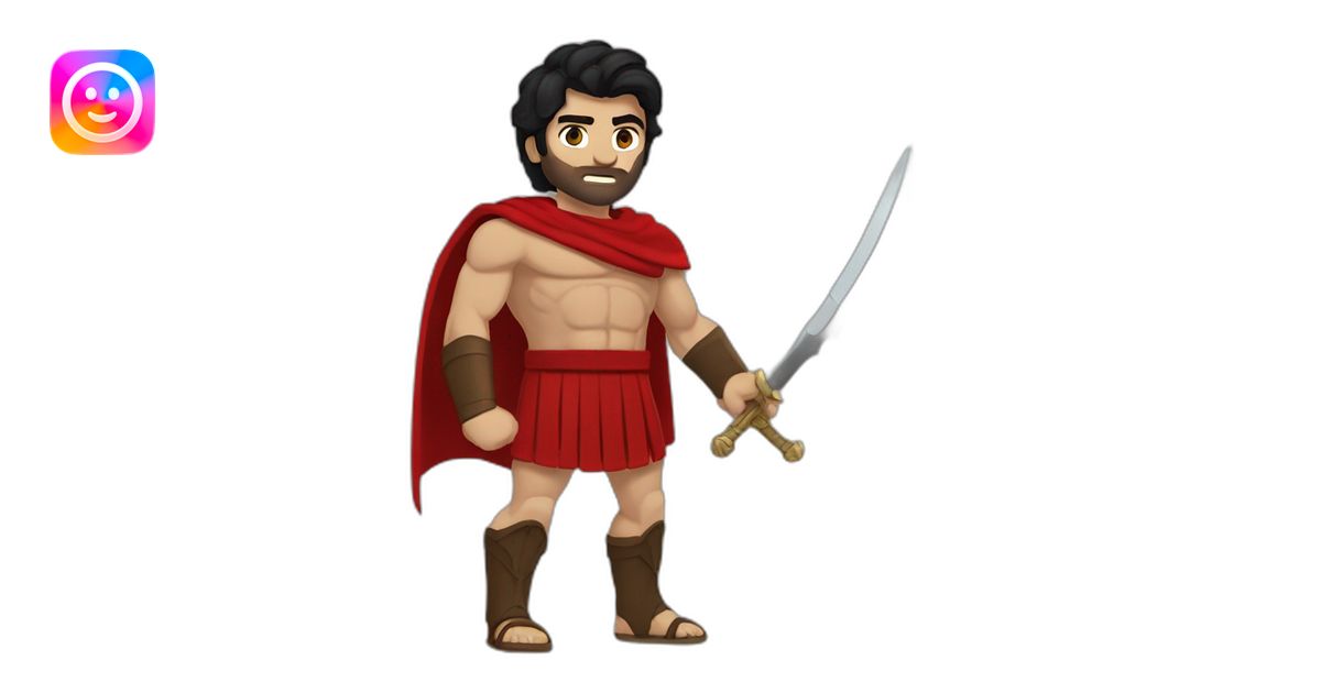 The Spartan Leonidas. Muscly physique. Wearing a red cape. Masculin ...