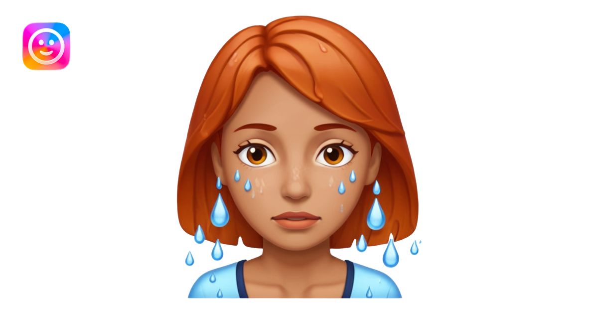 woman feeling very hot, sweating with face redish and drops emoji | AI ...