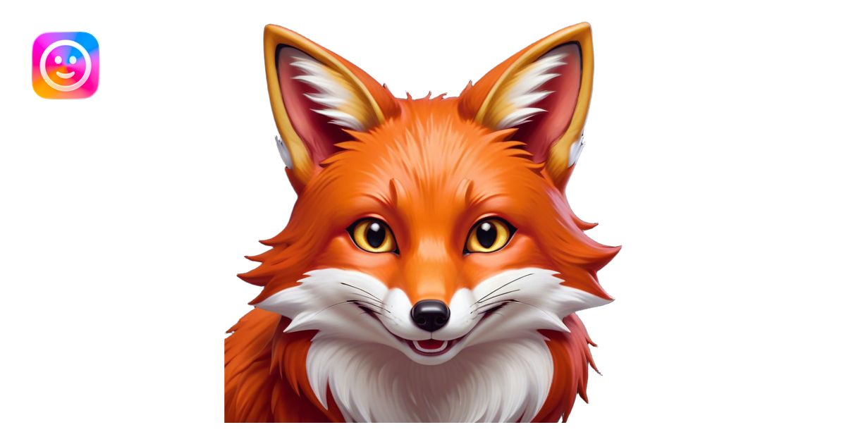Cinematic Comical Fox Portrait Emoji, Head tilted dramatically with an ...