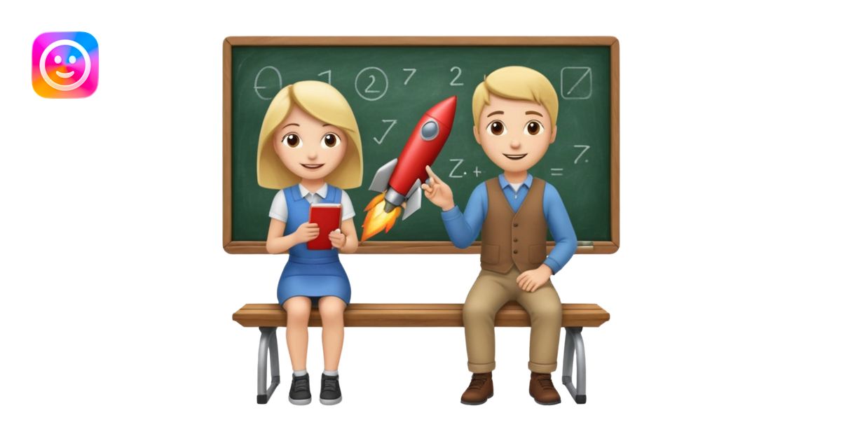 Girl is teaching a guy how to make rocket emojis. Girl at blackboard ...