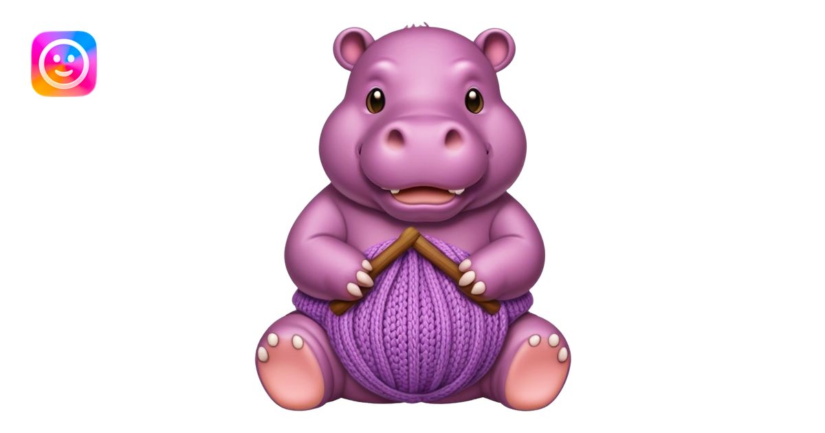 Hippopotamus that knits emoji | AI Emoji Generator