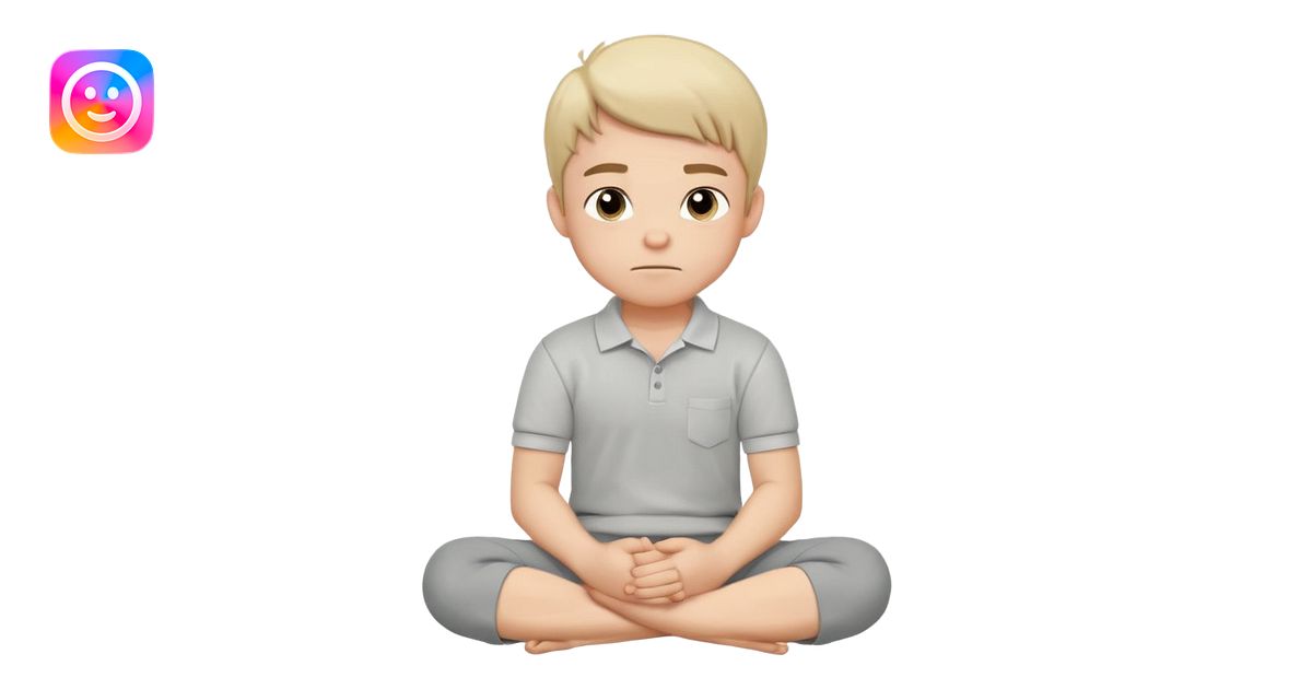 Cartoon boy sitting cross-legged, his fist pressed to his cheek ...