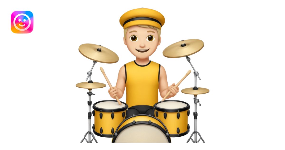 yellow drummer at drum kit emoji | AI Emoji Generator